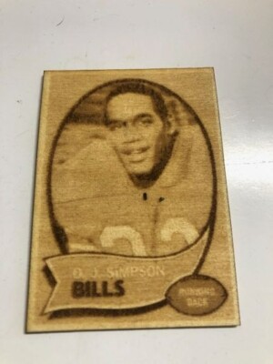 O J Simpson custom wood engraved baseball card Buffalo Bills Running ...