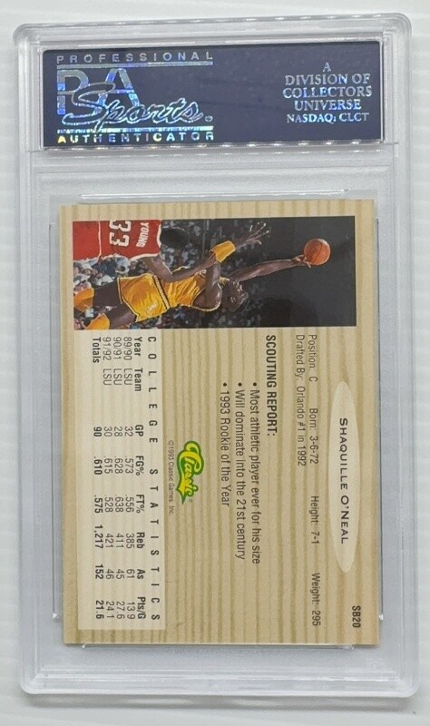 1993-94 Classic Draft Picks Shaquille O'Neal Special Bonus #SB20 PSA 9 ...