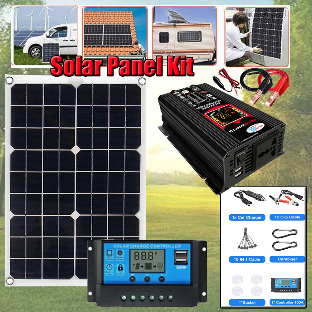 6000W Solar Panel SET Solar Power Inverter Generator 100A Home 110V ...
