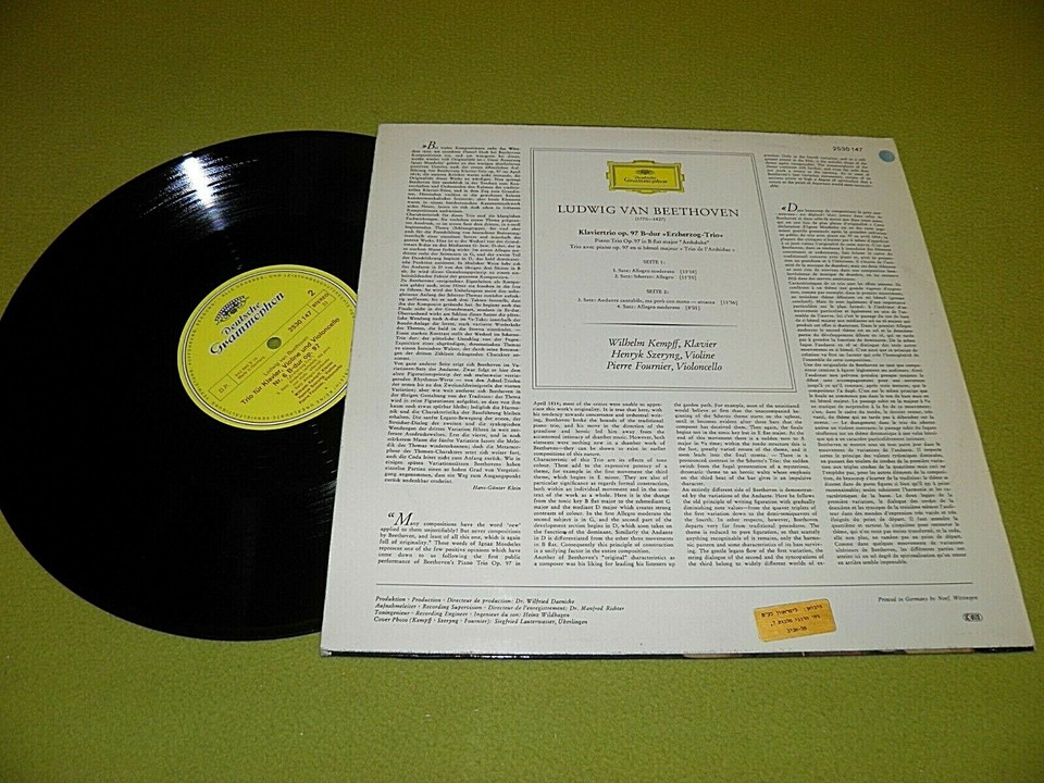 Beethoven - Archduke Trio / Szeryng / Fournier / Kempff 1970 DGG 2530 ...