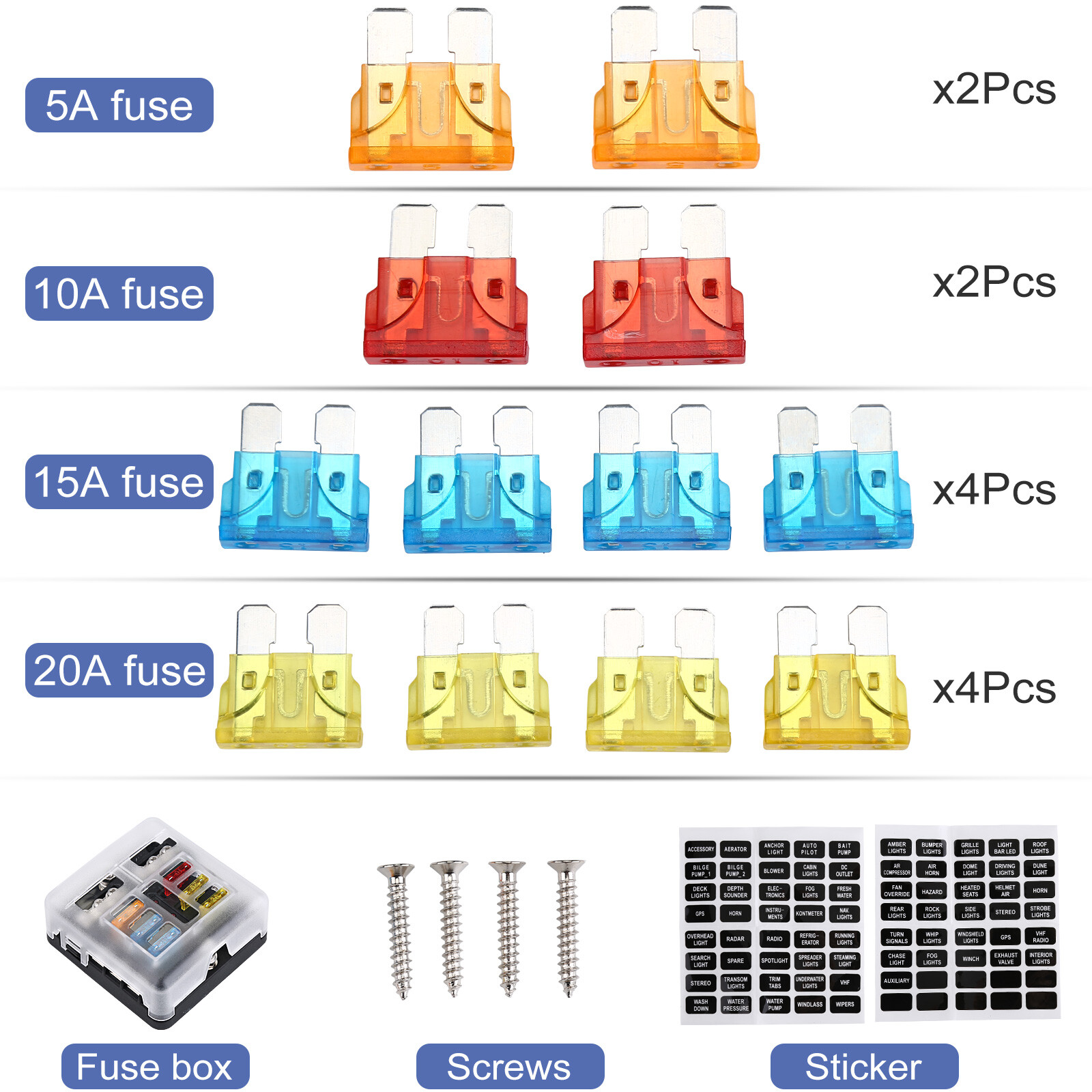 6 Way Blade Fuse Box Block FuseBox Holder Auto Marine Bus Bar Car Kit ...