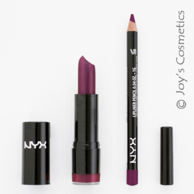 2 NYX Round Lipstick 561 Violet Ray + Slim Lip Liner 834 Prune Set *Joy ...