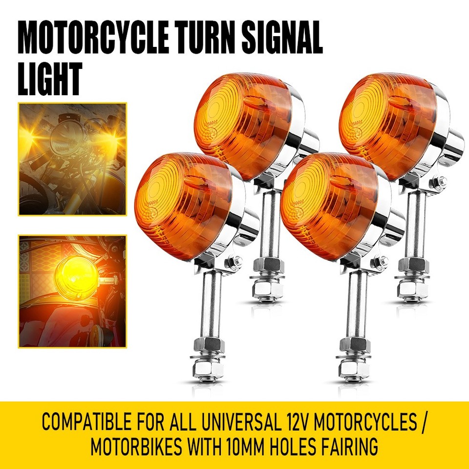 4x Classic Motorcycle Bullet Indicator Turn Signal Light Bulb Amber ...