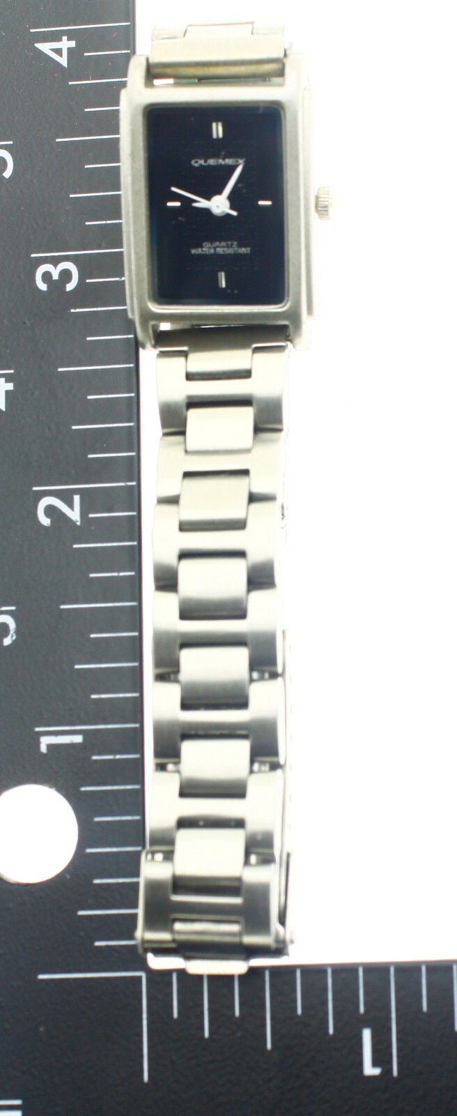 New Old Stock Women's Quemex Quartz Watch Black Dial Metal Band Water ...