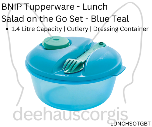 Brand New in Packaging Tupperware Salad on the Go Set - Blue Teal ...