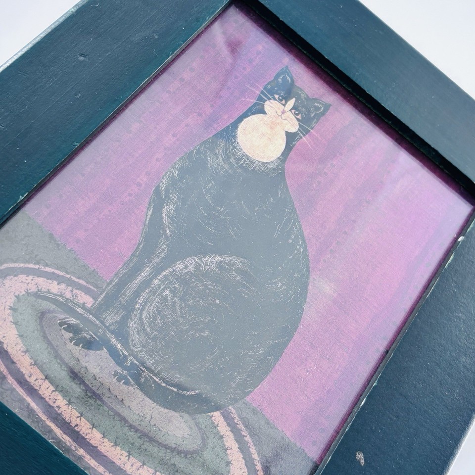 Warren Kimble Tuxedo Cat Framed American Folk Art Print Americana ...