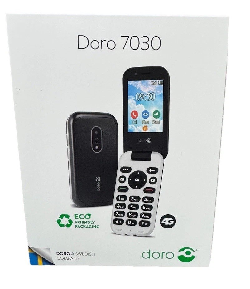 Doro 7030 4G Dual sim, Big Keys, Loud Sound, Black & White- UNLOCKED ...