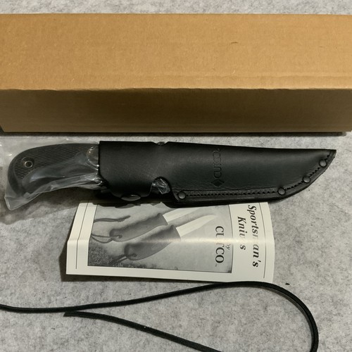 Cutco 5719BK Serrated Hunting Fixed Blade Knife Black Handle Leather ...