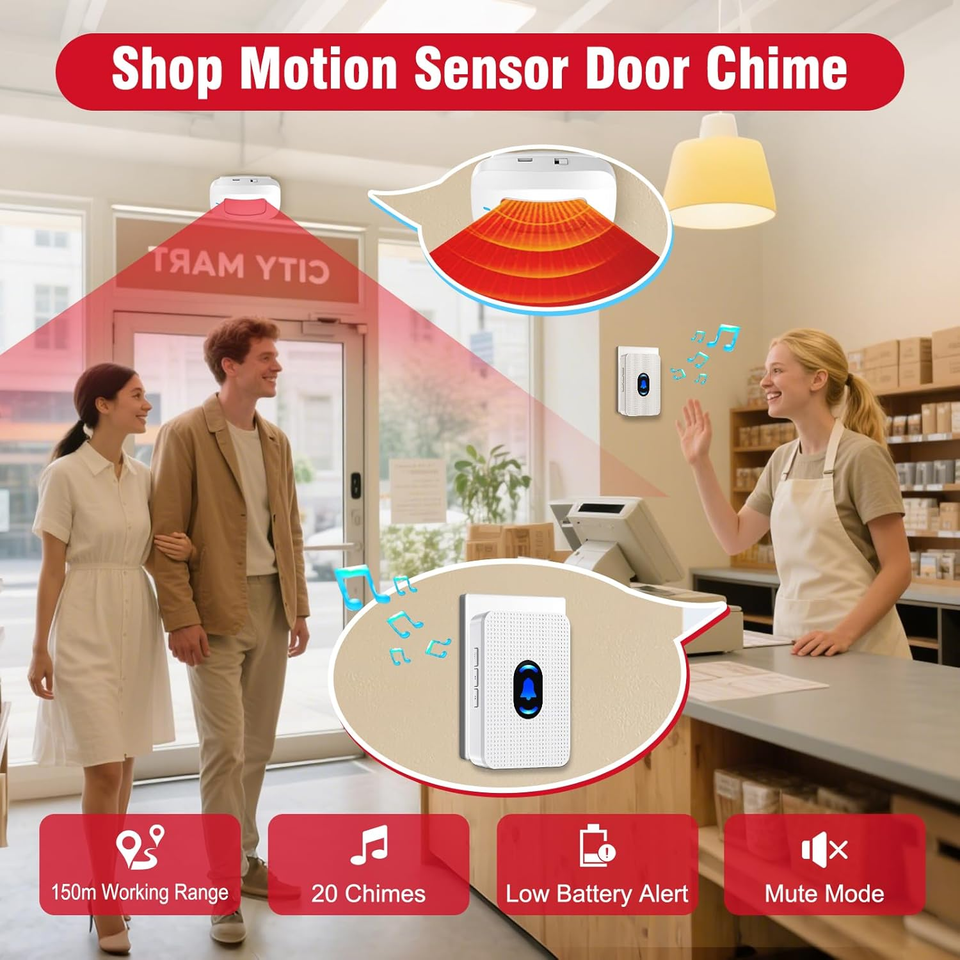 Motion Sensor Door Chime Wireless Door Sensor Chime, Motion Sensor ...