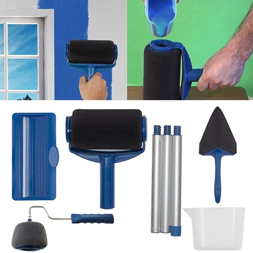 8PCS/Set Pro Paint Roller Brush Handle Flocked Edger Wall Painting Hand ...