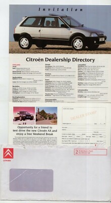 Citroen AX Test Drive Invitation Late 1991 UK Market Launch Mailer ...