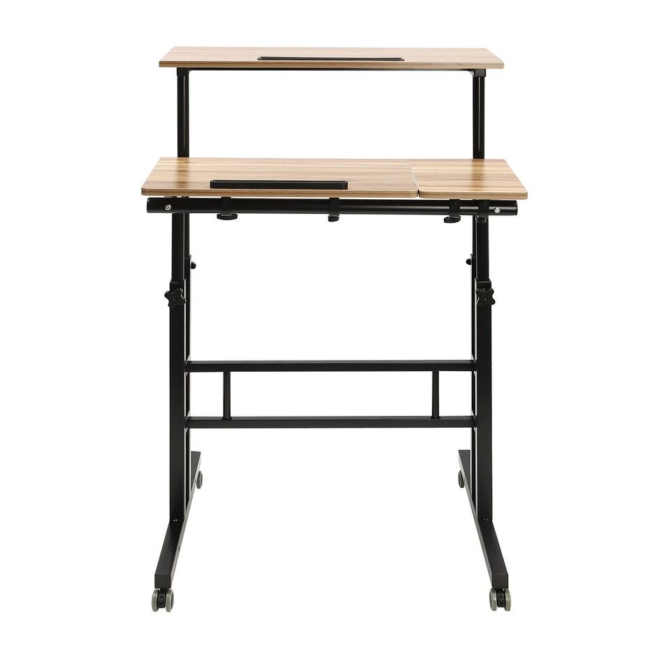 Rolling Laptop Desk Adjustable Height Computer Table Stand up Office ...