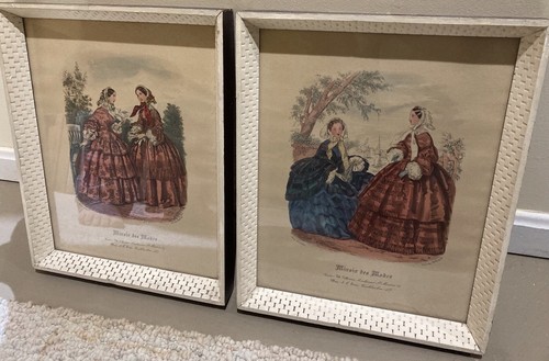 Set of Two Vintage Miroir des Modes Paris Framed Prints of French ...