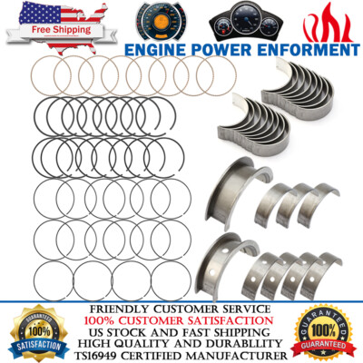 Main & Rod Bearings w/ Piston Rings Kit for GM Chevrolet LS Gen III IV ...