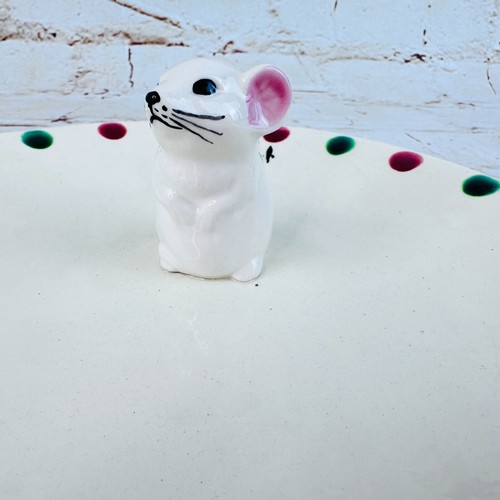 vtg plate w cute mouse cheese plate handmade 8"W | eBay