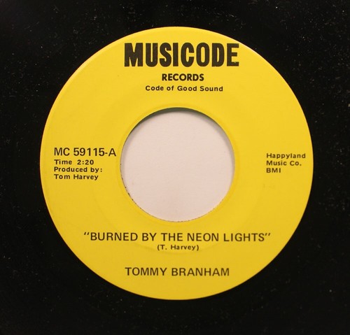 Rockabilly Nm! 45 Tommy Branham - Burned By The Neon Lights / In Memory ...