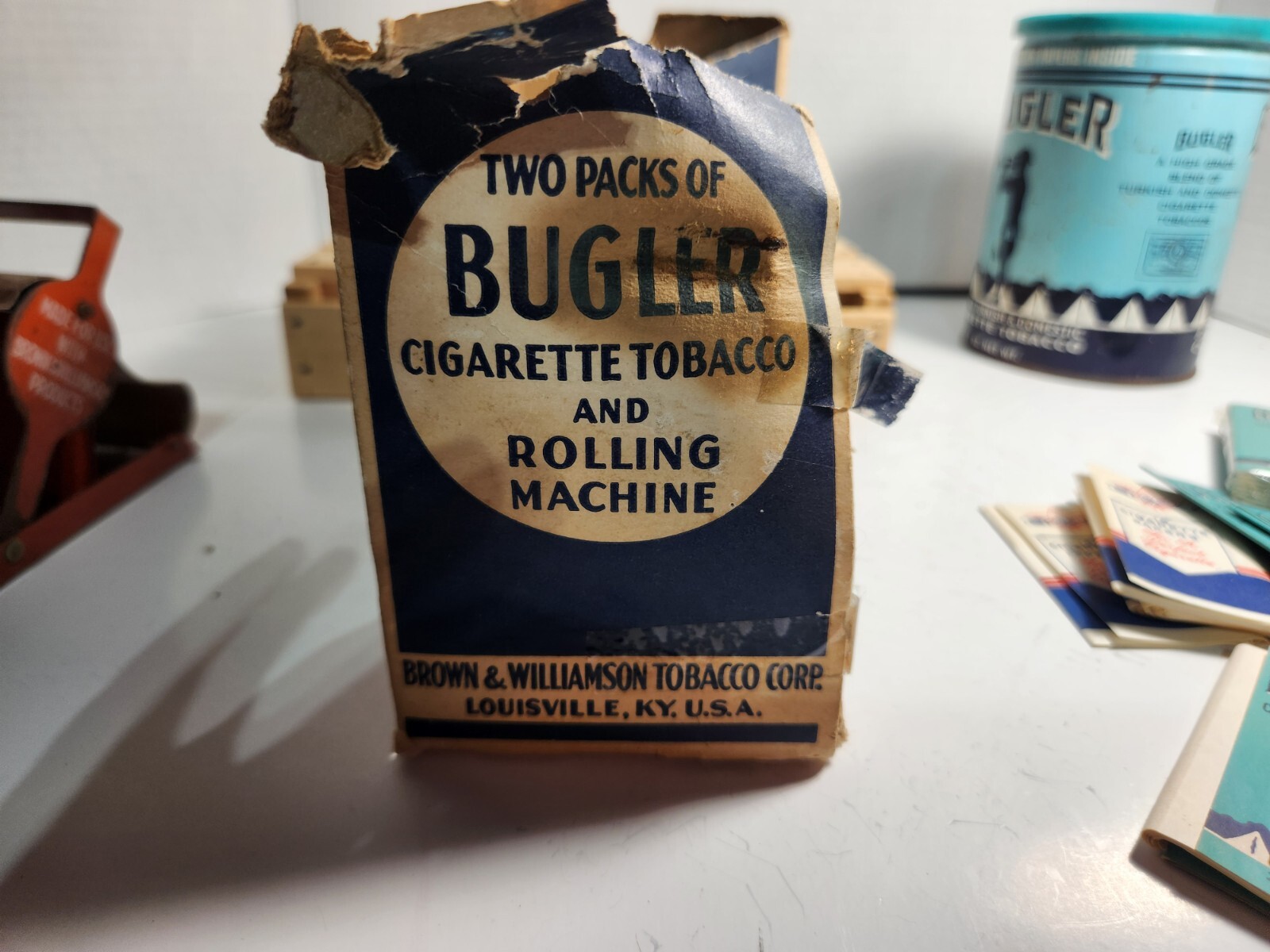Vintage Bugler Cigarette Roller Machine, Papers And Tin By Brown ...