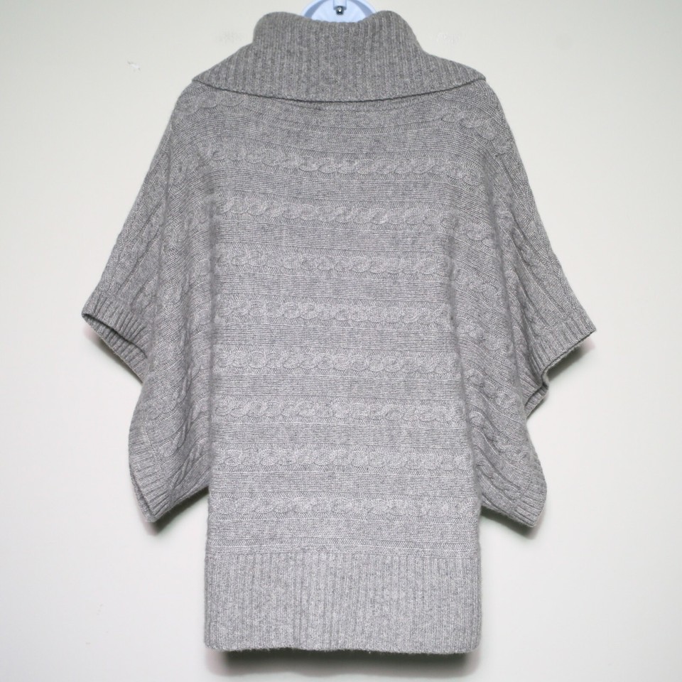 NEIMAN MARCUS - Gray 100% Cashmere Cable Knit Cowl Neck Sweater - Women ...