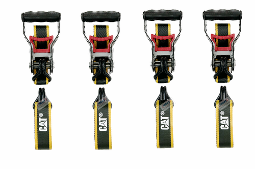 4 PC Heavy Duty CAT Ratchet Tie Down Set 4.87m x 3.8cm Adjustable Strap ...