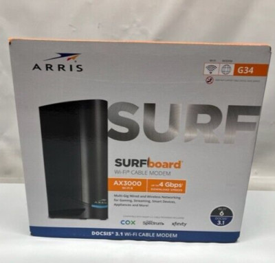 Arris G34 SURFboard DOCSIS 3.1 Gigabit Cable Modem & Wi-Fi 6 Router ...