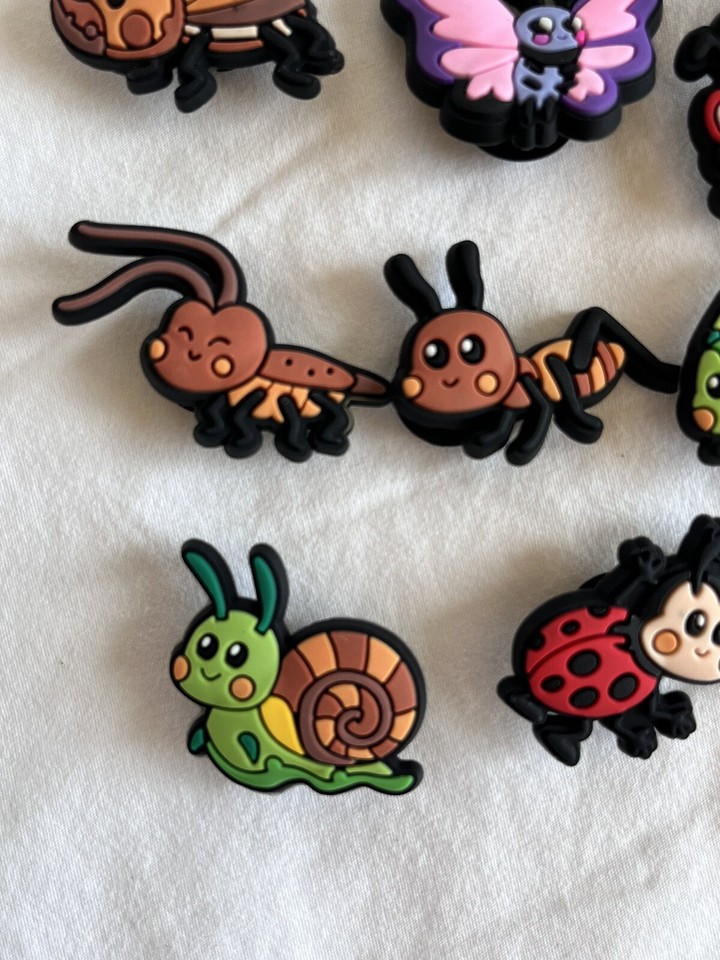Set Of 11 Cute Bug Croc Charms / Jibbitz - Ladybug, Bee, Worm ...
