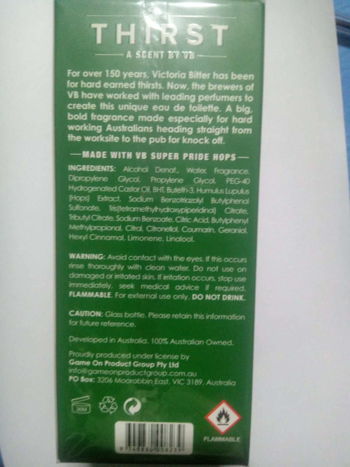 VB Perfume Cologne Victoria Bitter Beer Limited Release Collectable ...