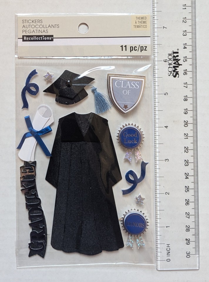 Graduation High School Graduate Black Cap Gown Scrapbook Stickers ...