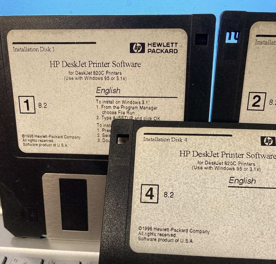 Hewlett Packard HP Deskjet Printer Software 820C Series 3.5” Floppy ...
