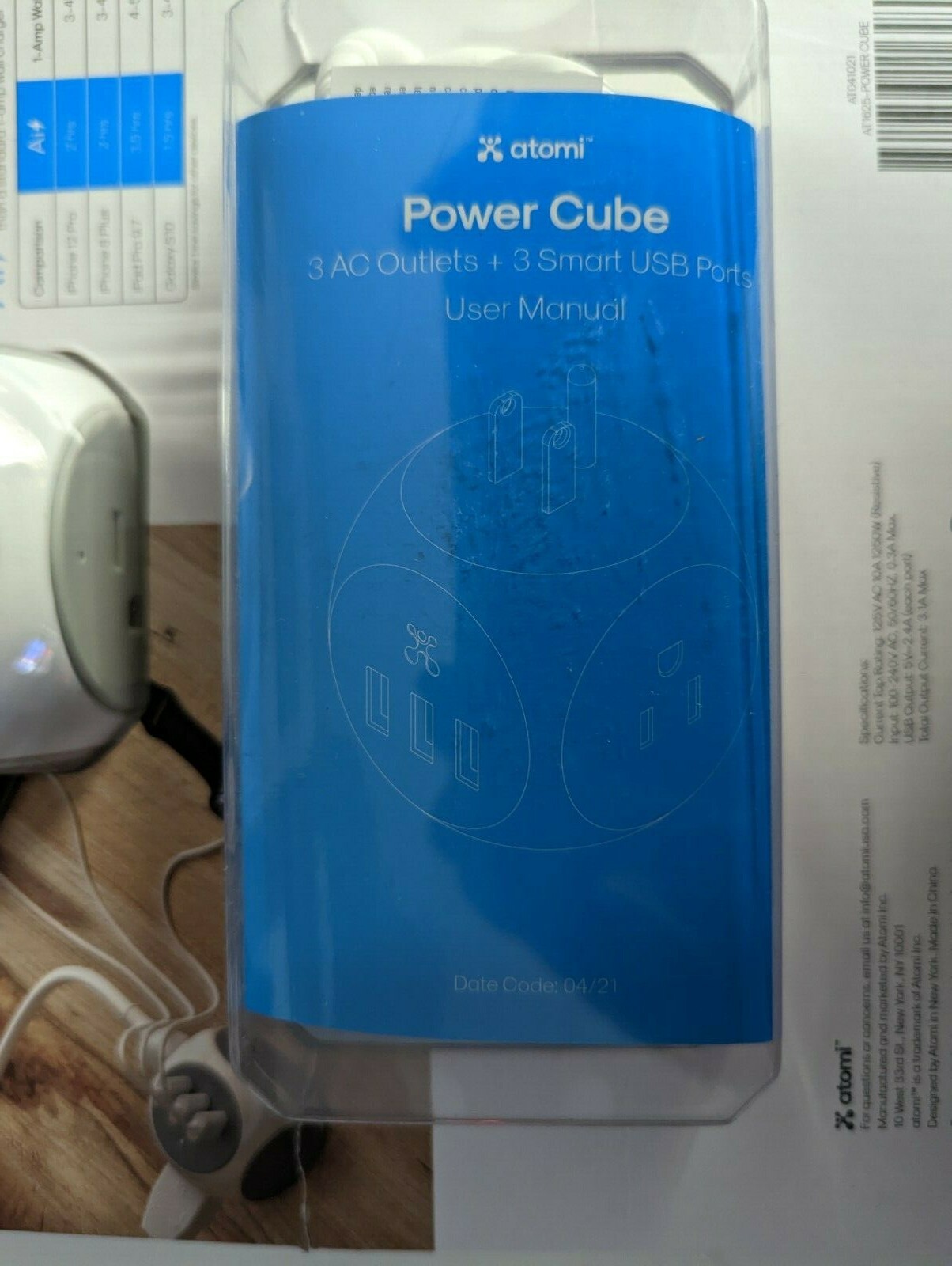 atomi Power Cube - Wall Wart Plug with 3 AC Outlets and 3 USB Outlets ...