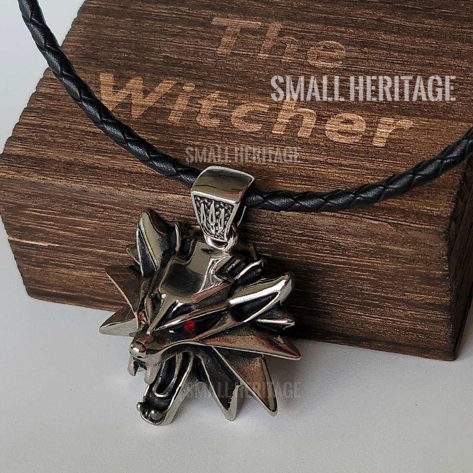 Wolf Head Witcher Necklace Stainless Steel Large Pendant Chain Wizard ...