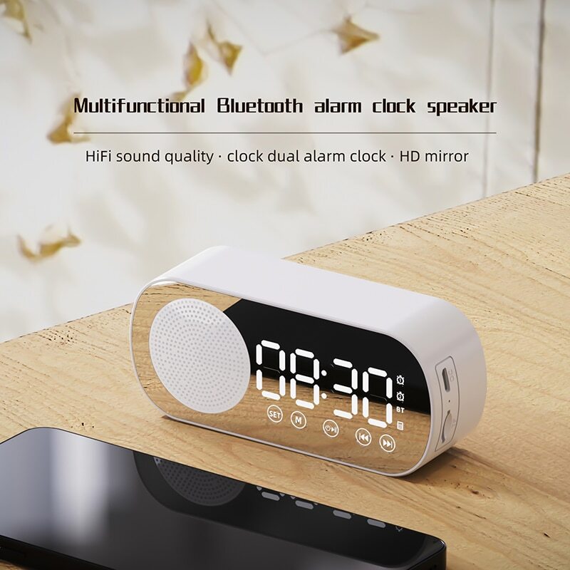 Wireless Bluetooth Speaker Clock Dual Alarm FM Radio Soundbar Music Box ...