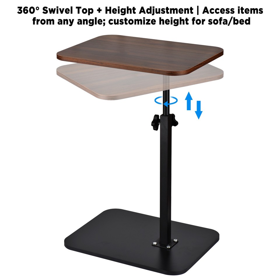 Small Side Table for Couch 360° Swivel C Shaped End Table Height ...