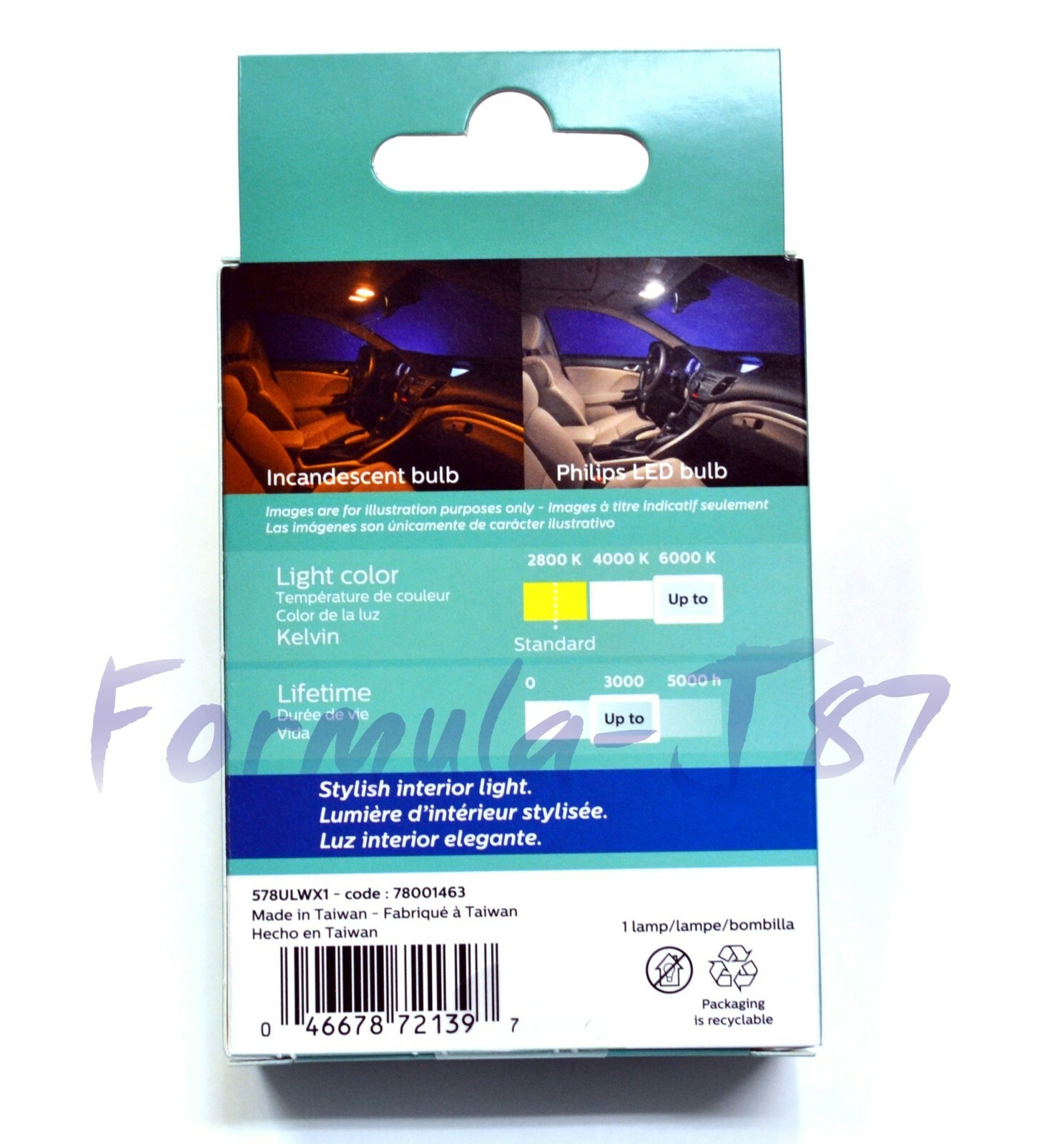 Philips Ultinon LED Light 578 White 6000K Two Bulb Interior Glove Box ...