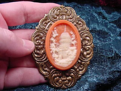 (CL2-6) WASHINGTON D.C. DC Capitol building orange CAMEO White House ...