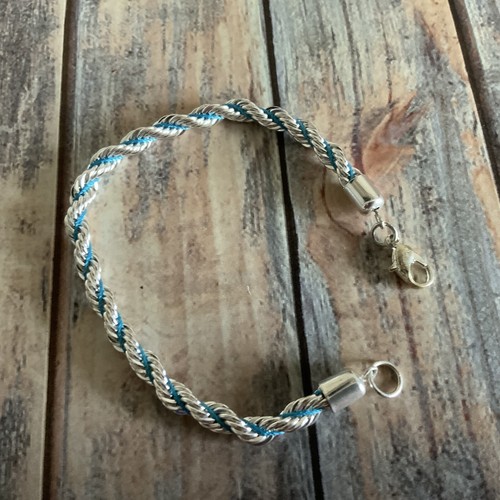 Vintage 90s blue twisted rope chain bracelet tin silver tone metal | eBay