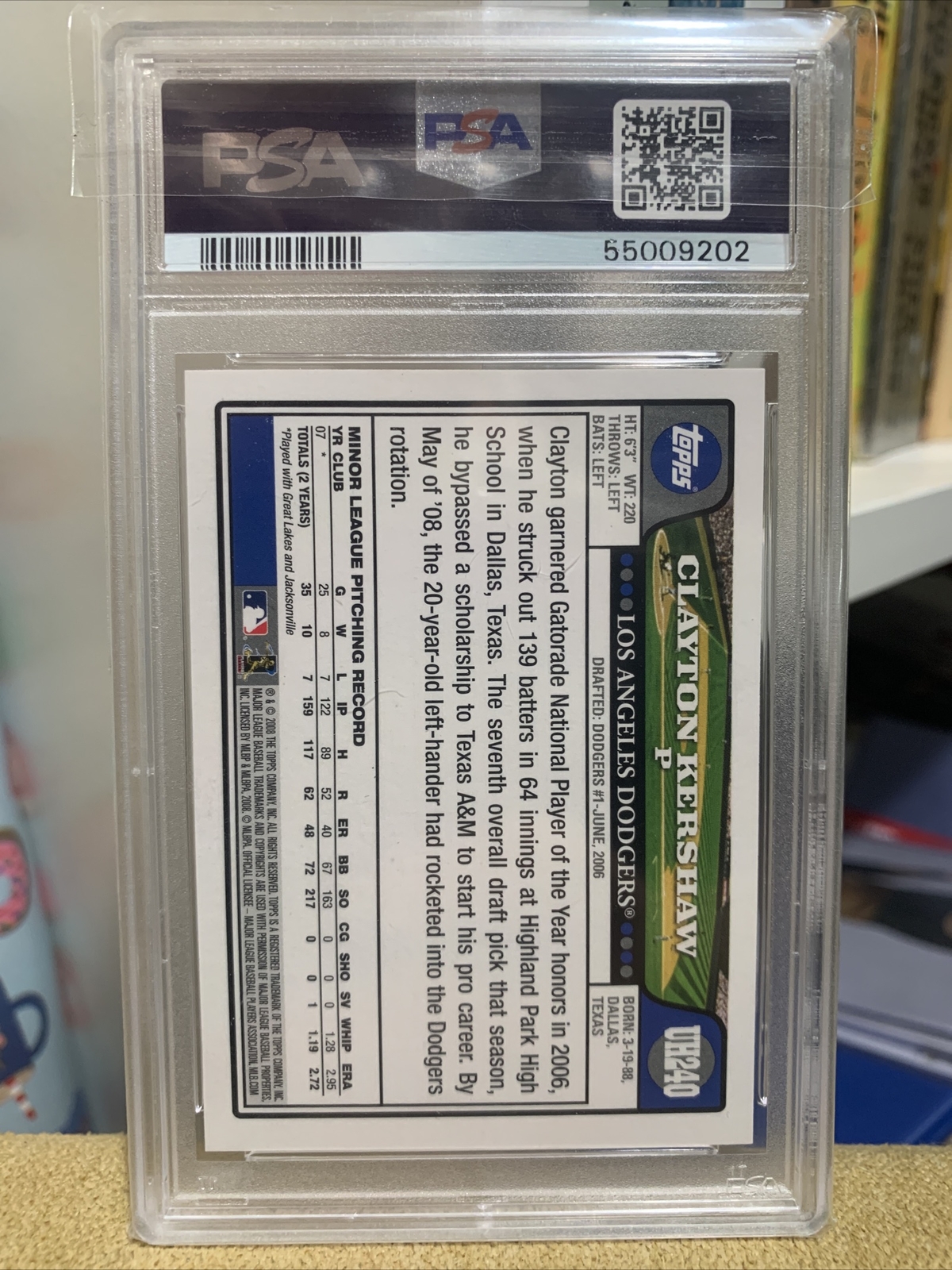 2008 Topps Update Baseball Card #UH240 Clayton Kershaw Rookie PSA 9 ...