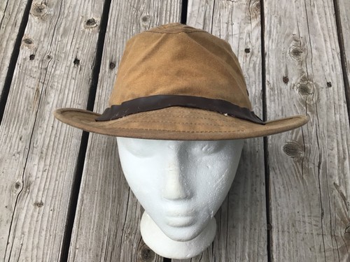 Vtg “FILSON” Tin Cloth Waxed Canvas Brown Packer/Safari Hat Made in ...