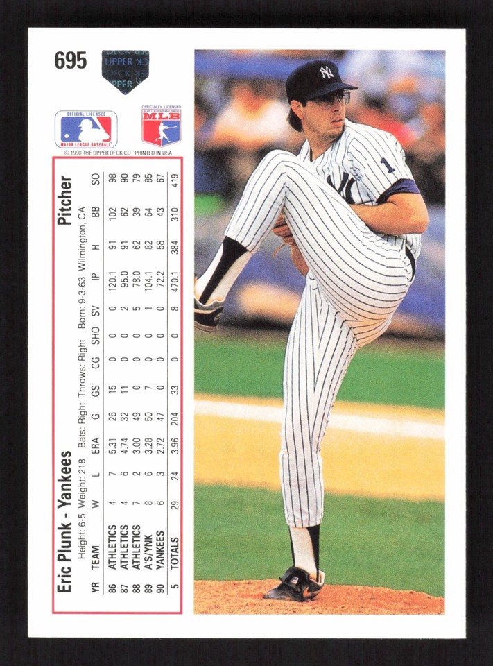 1991 Upper Deck Eric Plunk #695 New York Yankees | eBay