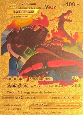 Pokemon Gold Foil Card Venusaur, Charizard & Blastoise VMAX Tag Team | eBay