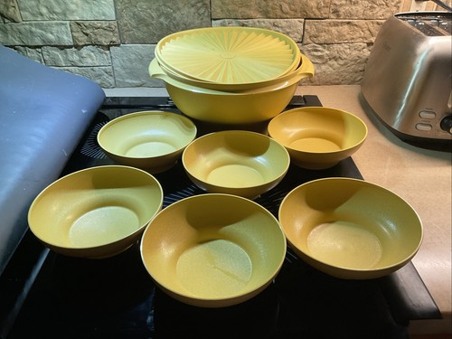 Vintage Tupperware Harvest Gold 880-4 Large Serv. Bowl 10” With Lid 6 ...