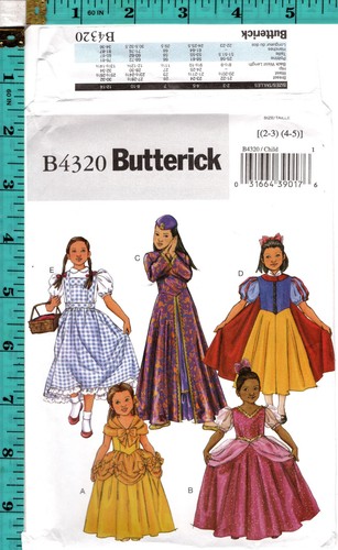 "Children's/Girls Classic Character Costumes" ©2004 Butterick B4320 (2 ...