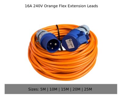 ORANGE CARAVAN HOOK UP CABLE 5M - 25M 240V 16A EXTENSION LEAD ELECTRIC ...