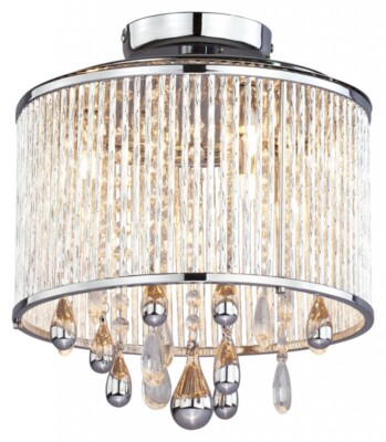 GREGORY LIGHTING DVP11011 Three Light Chrome Clear Crystals Glass Drum ...