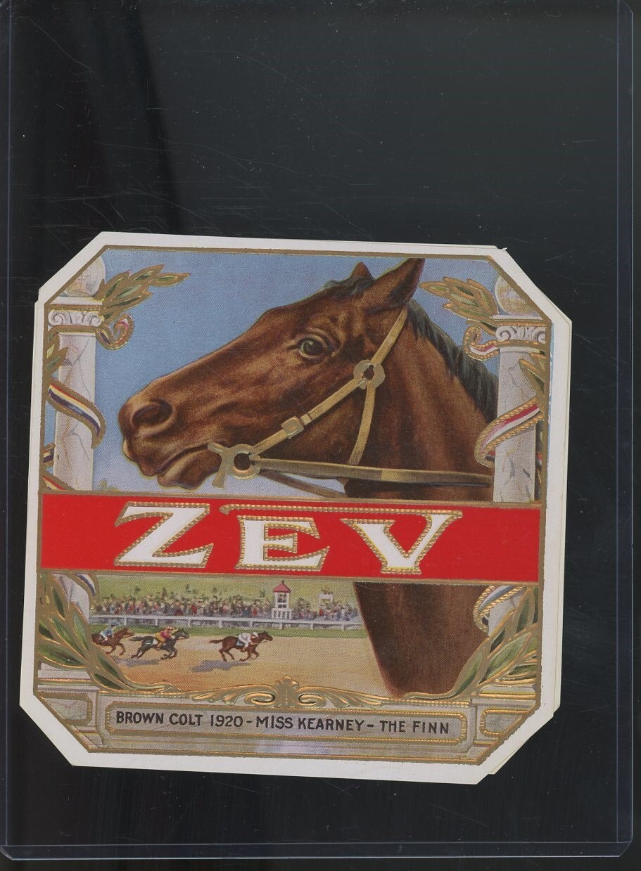 CIGAR BOX LABEL VINTAGE C1920S ZEV HORSE RACING THOROUGHBRED EMBOSSED | eBay