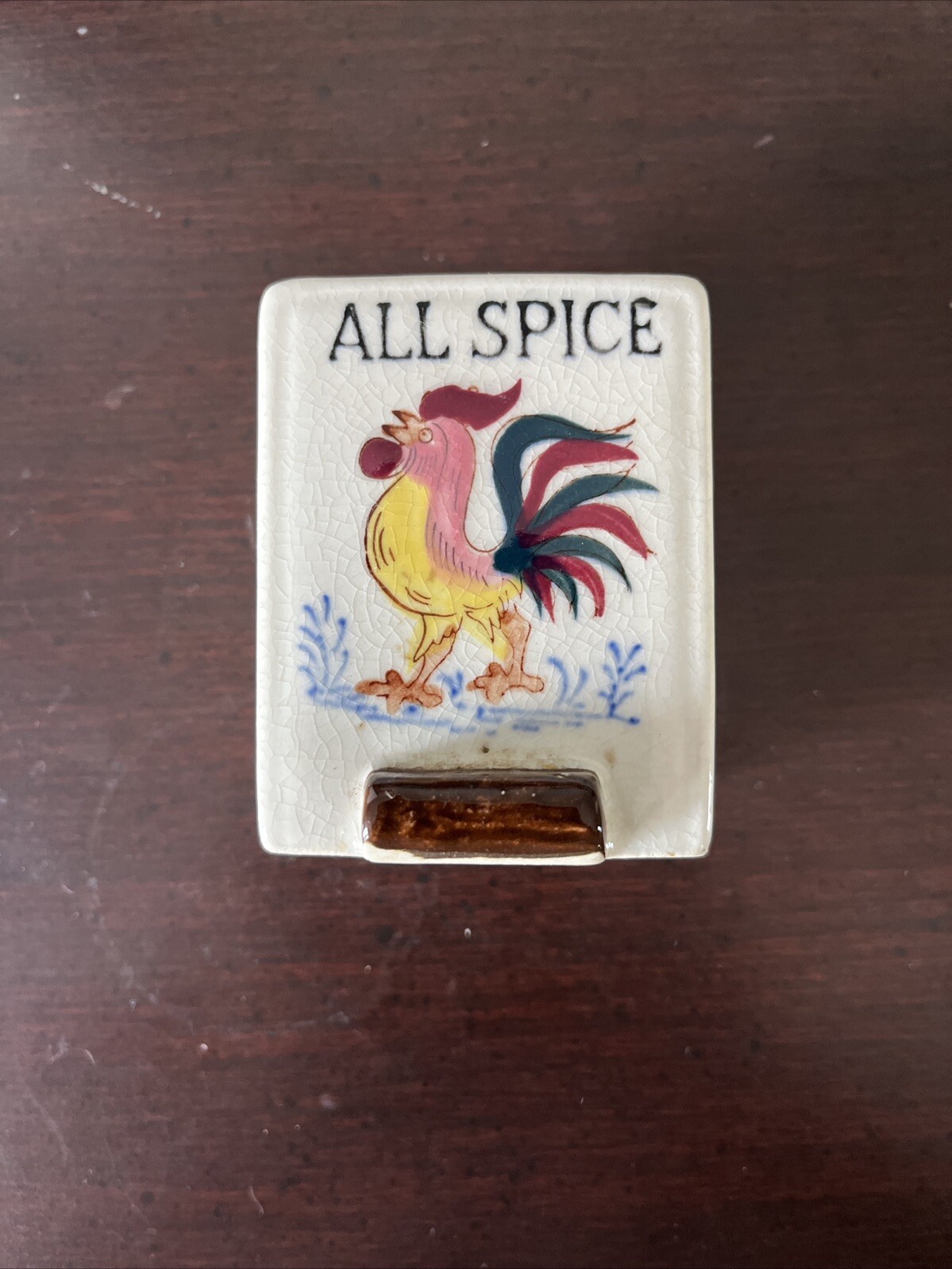 Vintage Japan Hanging Wooden Spice Rack w/ 9 Porcelain Ceramic Spices ...