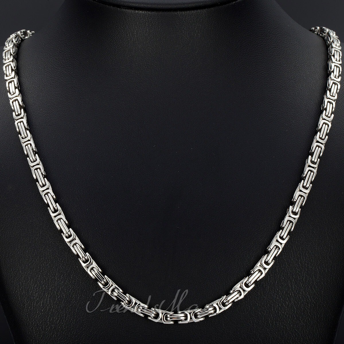 5MM Silver Stainless Steel Byzantine Box Necklace Men Unisex Link Chain ...