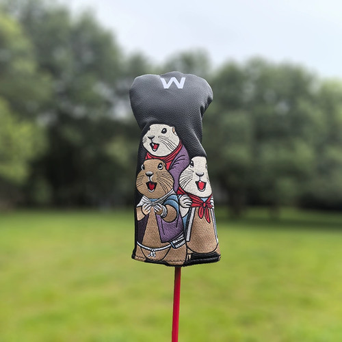 New Groundhog Black Golf Club Head Cover Driver woods Hybrid Putter PU ...