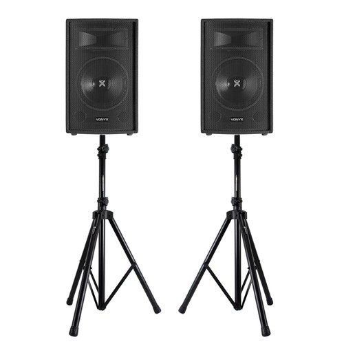 Vonyx SL10 Passive 10" DJ Speakers Pair with Stands 1000W Sound System ...