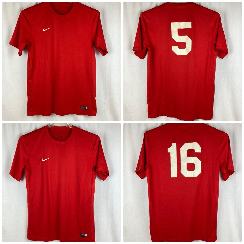 Set of 12 Red Nike Dri-Fit Team Jerseys Uniforms Tees Numbered Men's M, L, XL | eBay