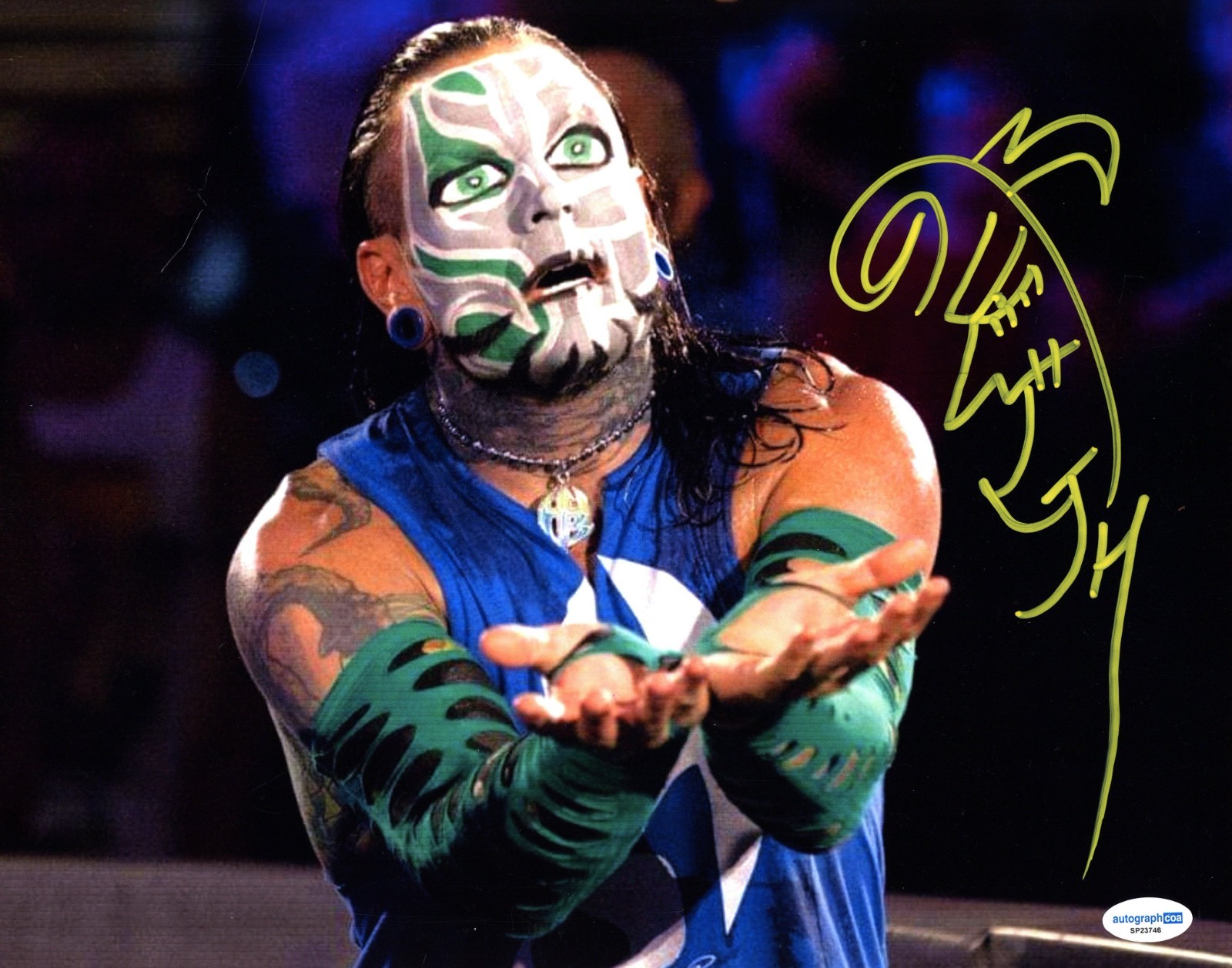 *FACE PAINT HANDS OPEN* WWE NXT TNA AEW JEFF HARDY SIGNED 11x14 ACOA ...